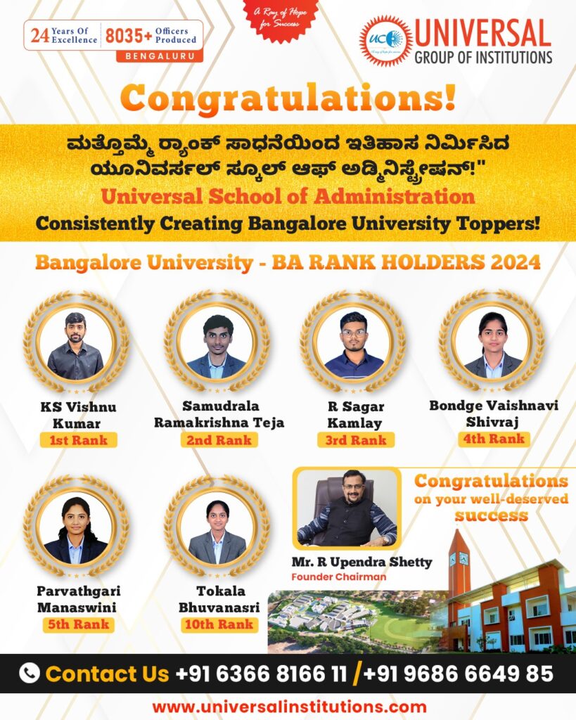 Bangalore University Toppers | Universal School
